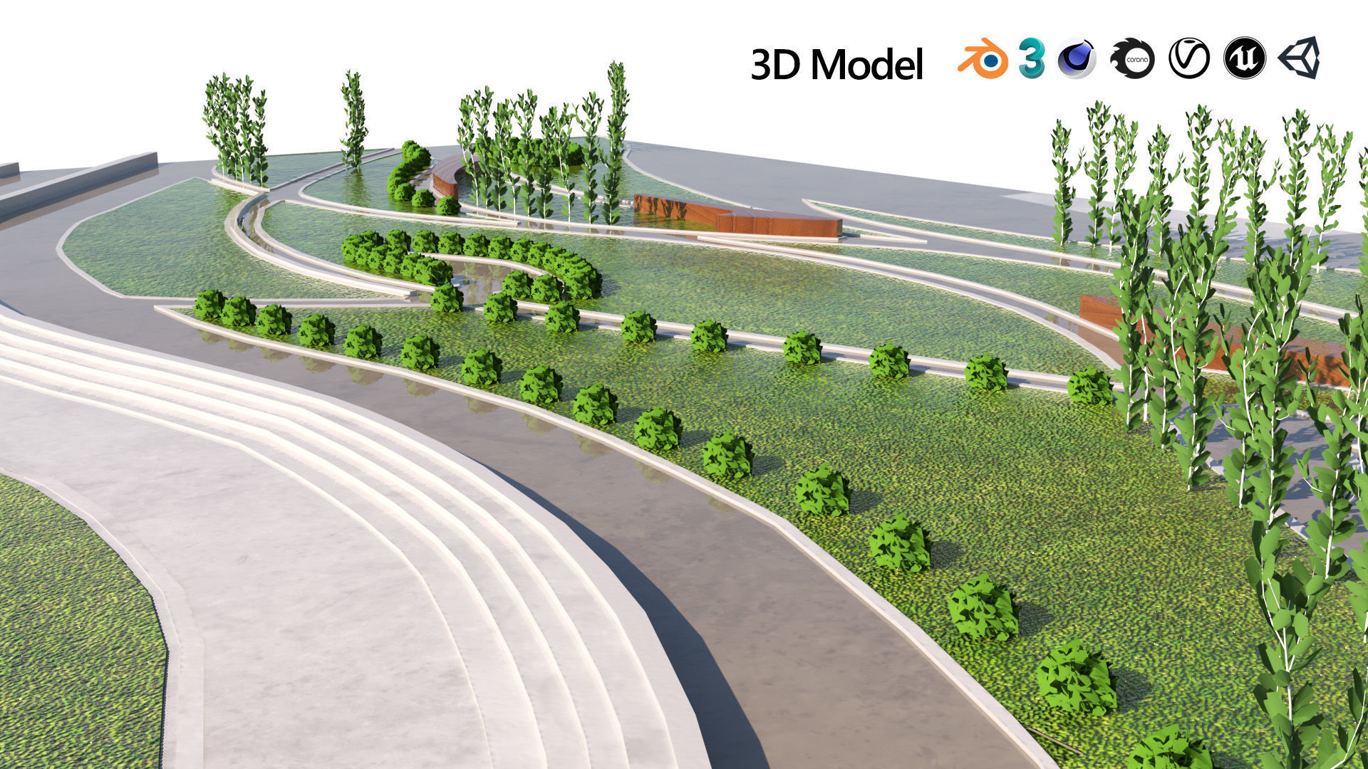 Low-Poly Landmark Park 3D Model - mehrazvira.com