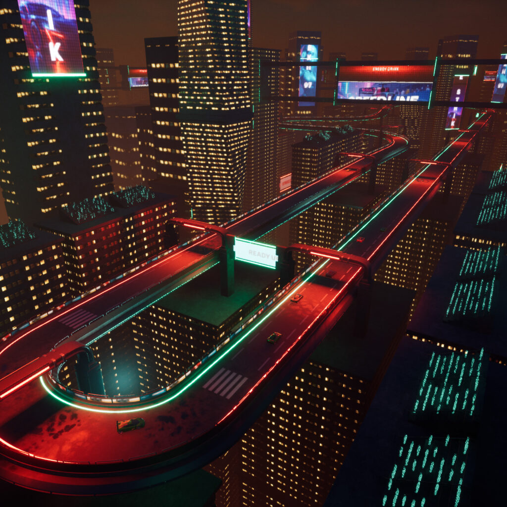 Neon Cyber-Track City Unreal Engine Environment - mehrazvira.com