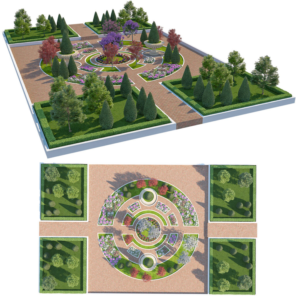 Symmetrical Palace Garden – 3D model - mehrazvira.com